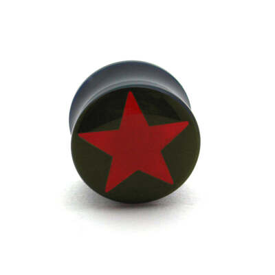 3 - 24 mm Ohr Piercing Plug Flesh Tunnel Stern Star Acryl Schwarz Olive ...