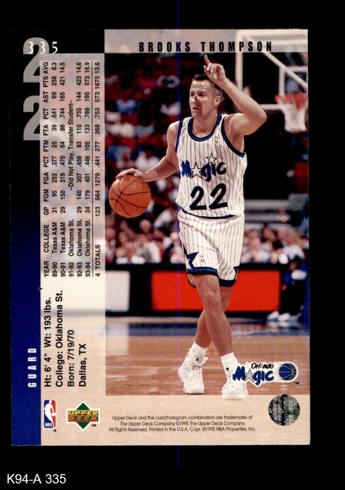 1994 Upper Deck #335 Brooks Thompson Magic RC Oklahoma St 8 - NM/MT | eBay