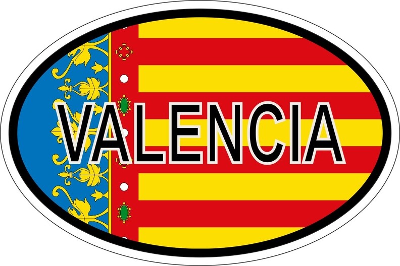Sticker oval flag vinyl country code valencia valenciana spain | eBay