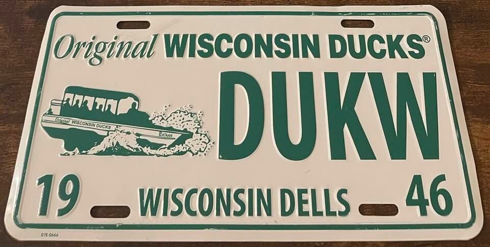 Original Wisconsin Ducks Booster License Plate DYKW Dells Bataan | eBay