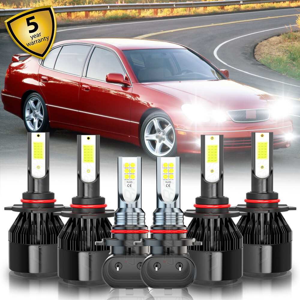 For Lexus GS300 GS400 1998-2005 6x LED Headlight High Low Fog Bulbs ...