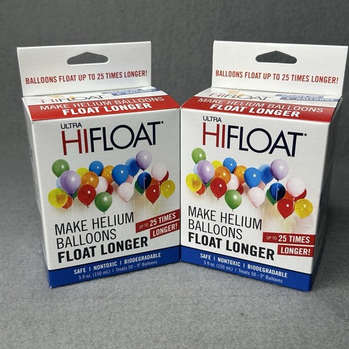 2 Ultra Hi-Float Balloon Solution & Pump Dispenser 5oz Treats 50 Helium ...