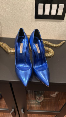casadei blade heels Metallic royal blue worn twice | eBay