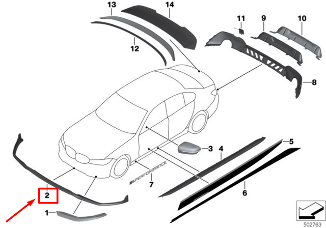 Genuine BMW G20 M Performance Front Black Splitter Attachment ...