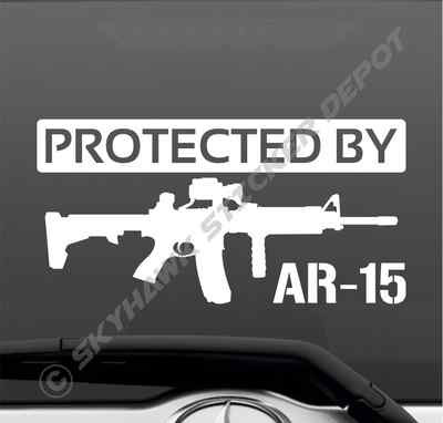 Protected By AR-15 Rifle Vinyl Bumper Sticker Decal Car Truck SUV ...