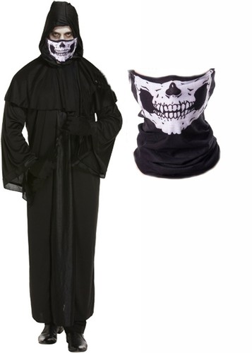 Grim Reaper Scream Halloween Death Robe Fancy Dress Costume + Zombie ...