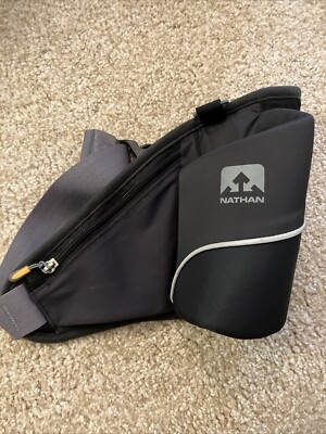 NATHAN Black Running Belt Fanny Pack with Water Bottle Holder and Zip ...