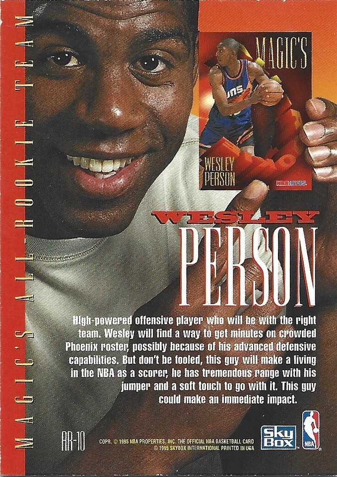 1994-95 NBA Hoops - Magic's All-Rookie Team #AR-10 Wesley Person (RC ...