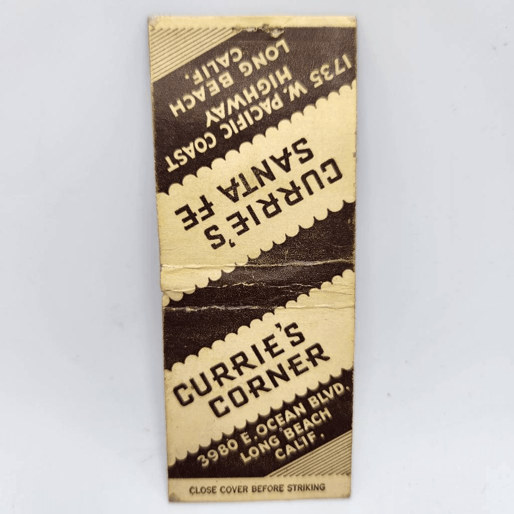 Vintage Bobtail Matchcover Currie's Corner and Currie's Santa Fe Long ...