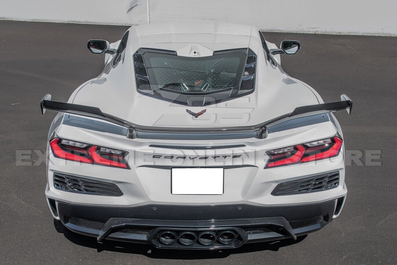 For 20-Up Corvette C8 CARBON FIBER Z06 High Wing Spoiler Add-On ...