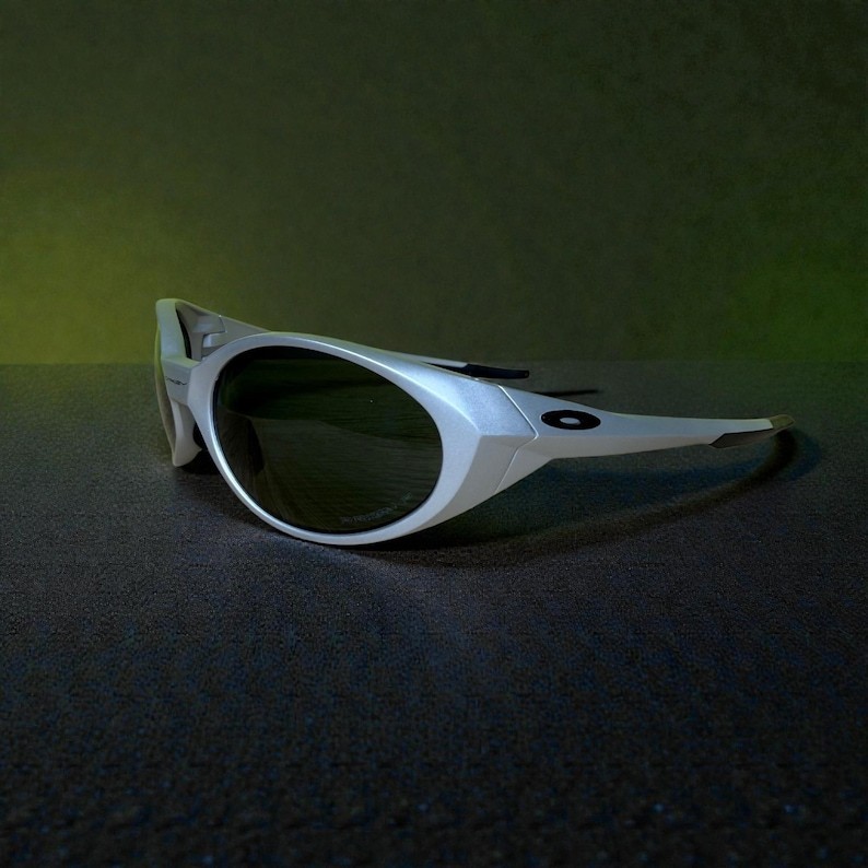 Oakley Eye Jacket Sunglasses Silver Grey Frame Dark Lenses Y2K Sport ...