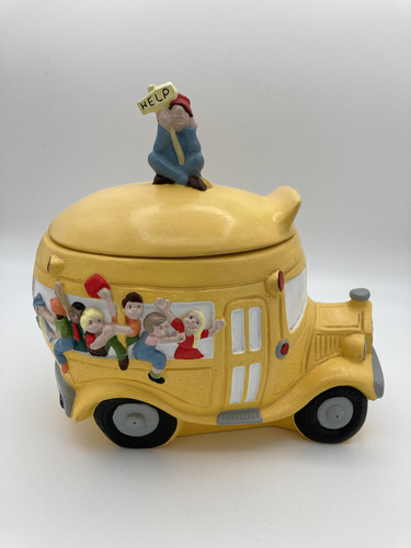 Ceramic School Bus Shaped Cookie Jar w/Lid 10X10X6'' | eBay