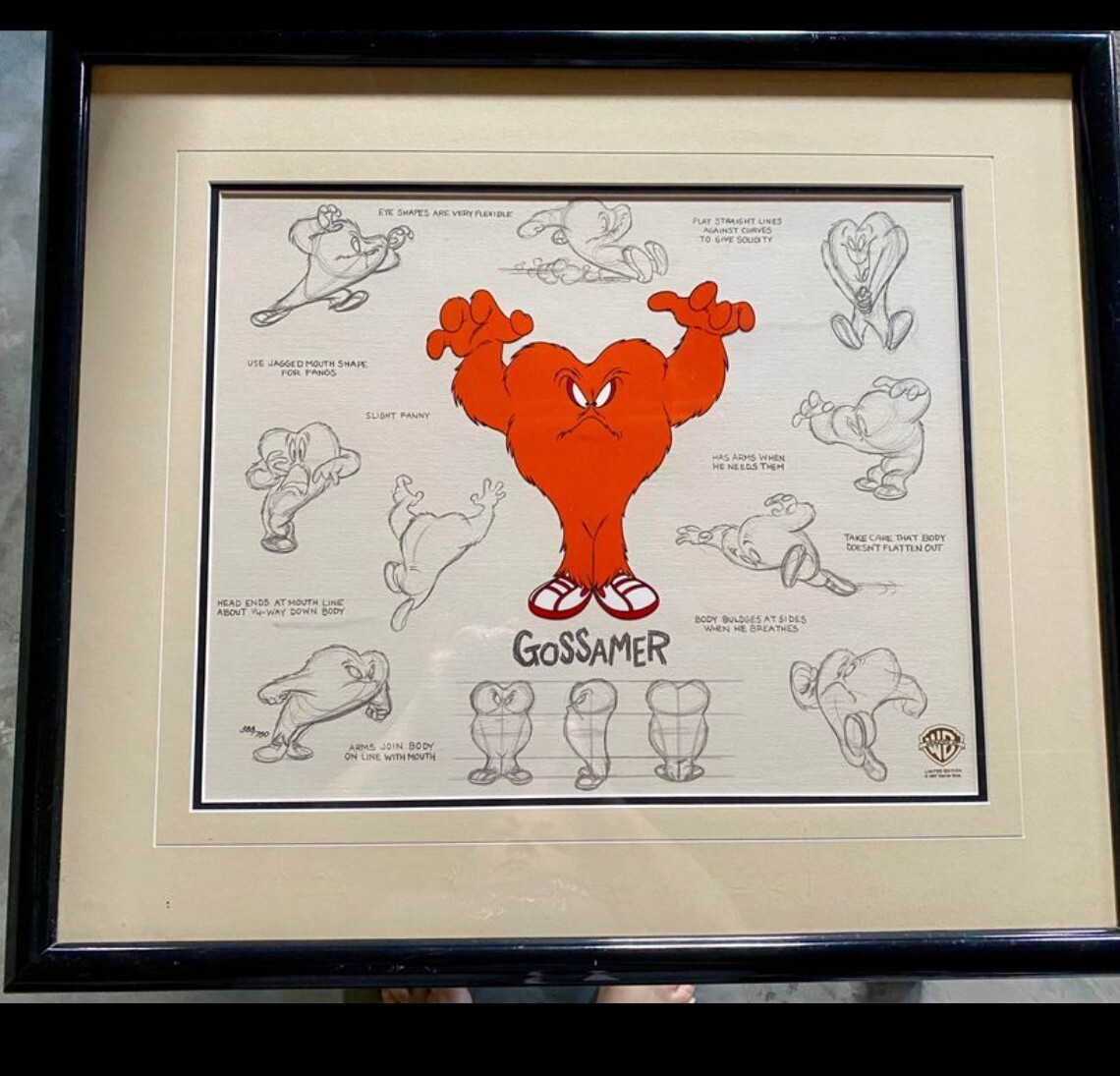 Gossamer Model Sheet Warner Brothers Ltd. Edition Animation Cell No ...
