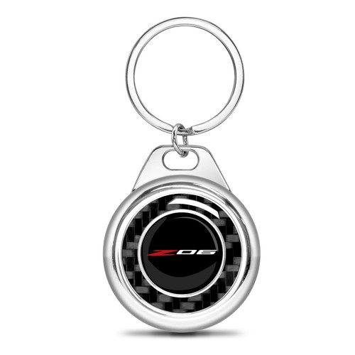 Chevrolet Corvette C8 Z06 Carbon Fiber Chrome Roundel Metal Key Chain ...