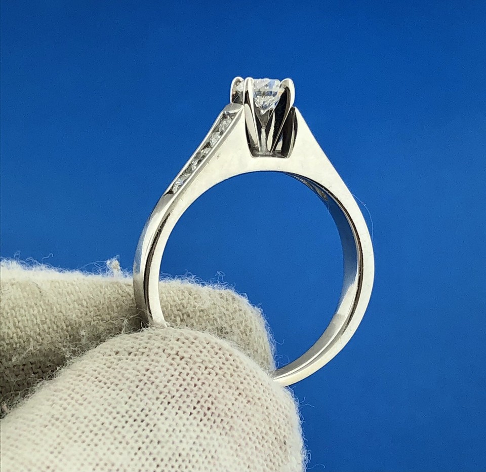 Estate Magic Glo 14K White Gold Diamond Solitaire w/Accents Engagement ...