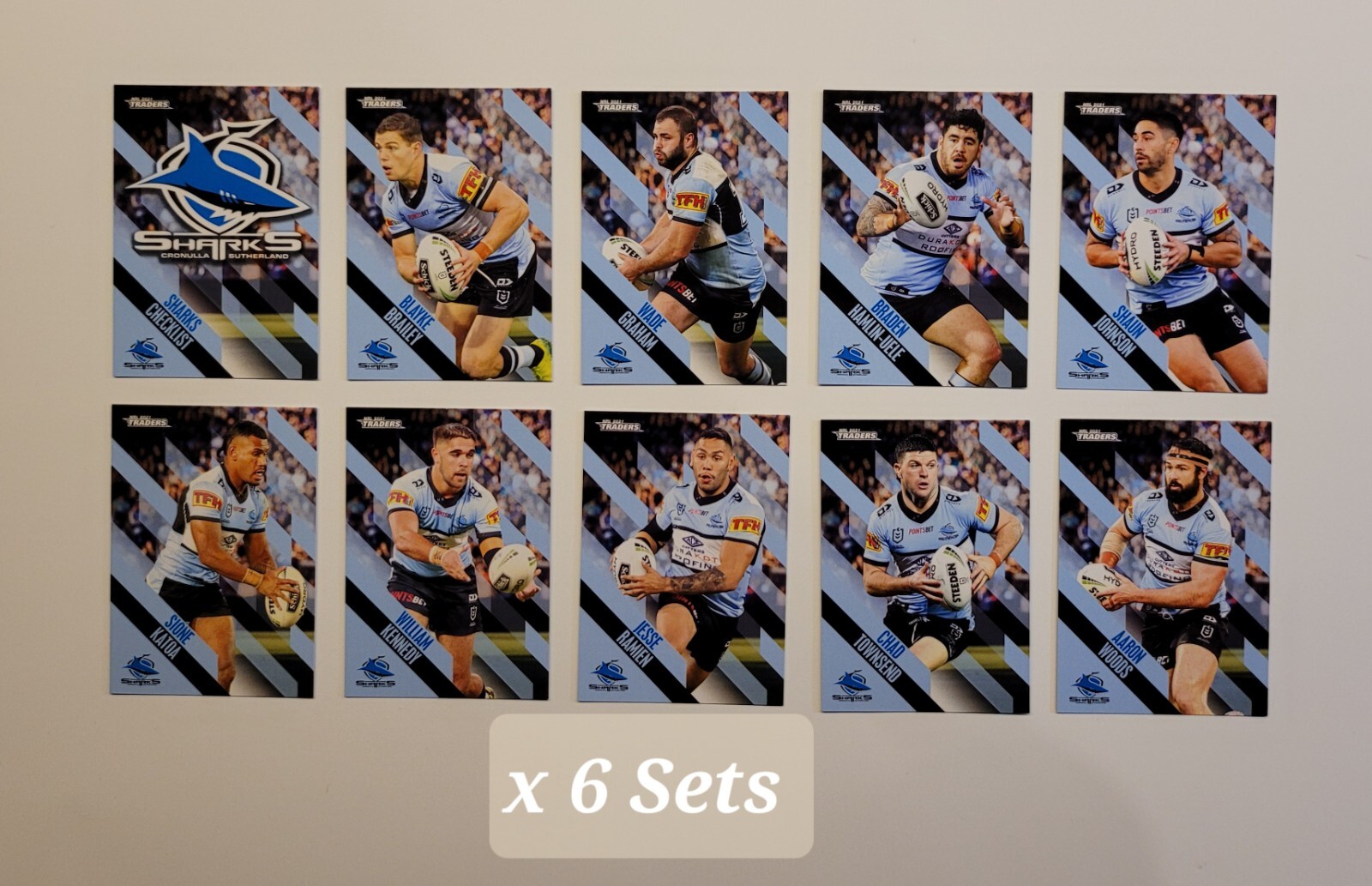 2021 NRL TRADERS 10 CARD SET CRONULLA SHARKS COMMON BASE TEAM SET X 6 ...