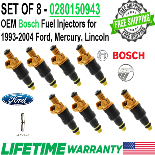 UPGRADED BOSCH OEM 4hole IVgen x8 19LB Injectors for 93-04 Ford Lincoln ...