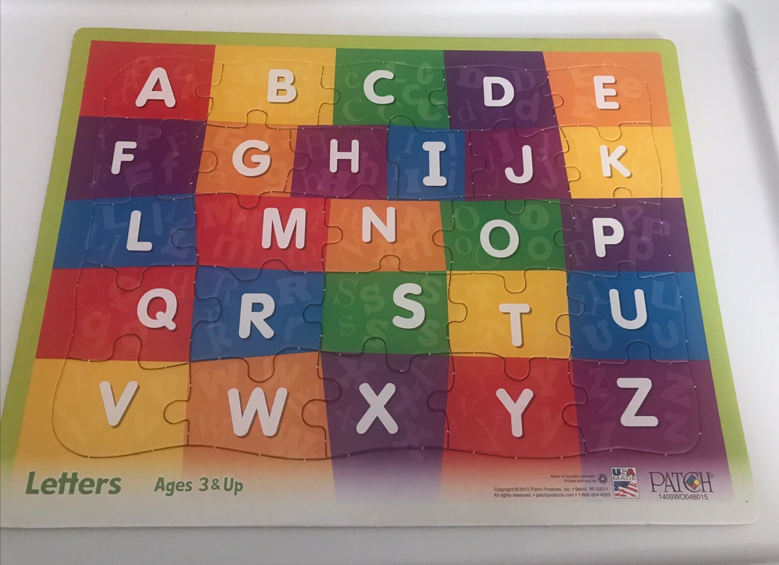 GUC Patch Puzzle Letters Alphabet A-Z 26 Pieces Rainbow Colored Pieces ...
