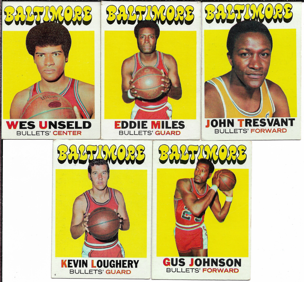 1971-72 Topps Basketball Baltimore Bullets 5 Card Lot with Wes Unseld ...