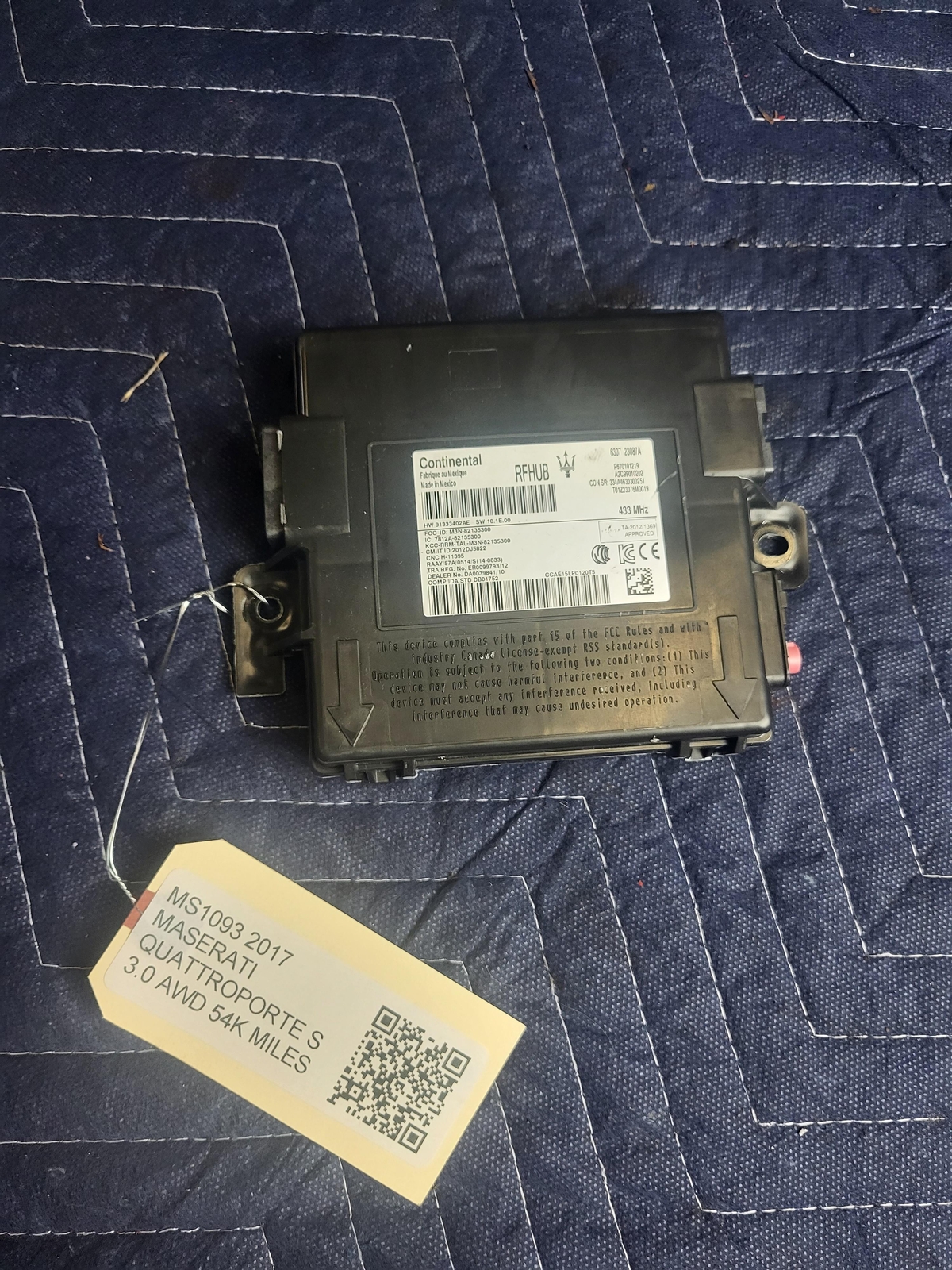 Keyless Remote Entry Control Module 2017 Maserati Quattroporte ...