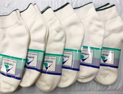 Girls Augusta Cheerleading Socks, 6 Pair White/Dark Green Fit Shoe Size ...