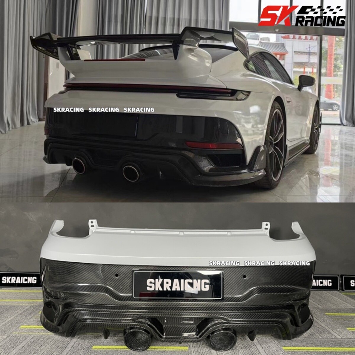 For Porsche 911 992 Carrera 2020+ Dry Carbon Fiber Rear Bumper Diffuser ...