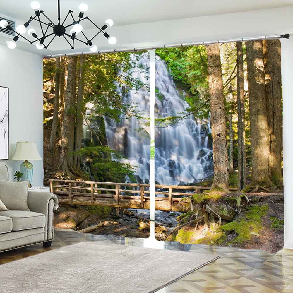 Detailed Power Lines 3D Curtain Blockout Photo Printing Curtains Drape ...