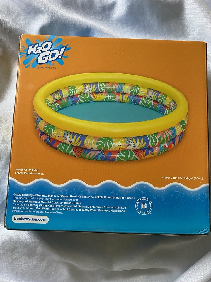 NEW H2O GO! Floral Paradise Play 3 Ring Pool Bestway Inflatable 66” x ...