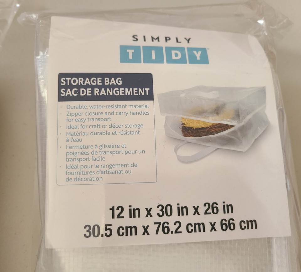 LOT OF 2 SIMPLY TIDY CLEAR STORAGE BAGS 13" x 29" 14.25" & 12" x 30" x ...