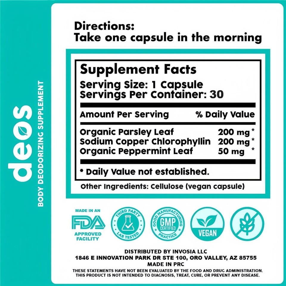 1-5 PACK DEOS Internal Deodorant Supplement – DEOS Full Body Deodorizer ...