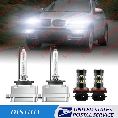 For BMW X5 2007-2015 White Front HID Headlight High-Low + LED Fog Light ...