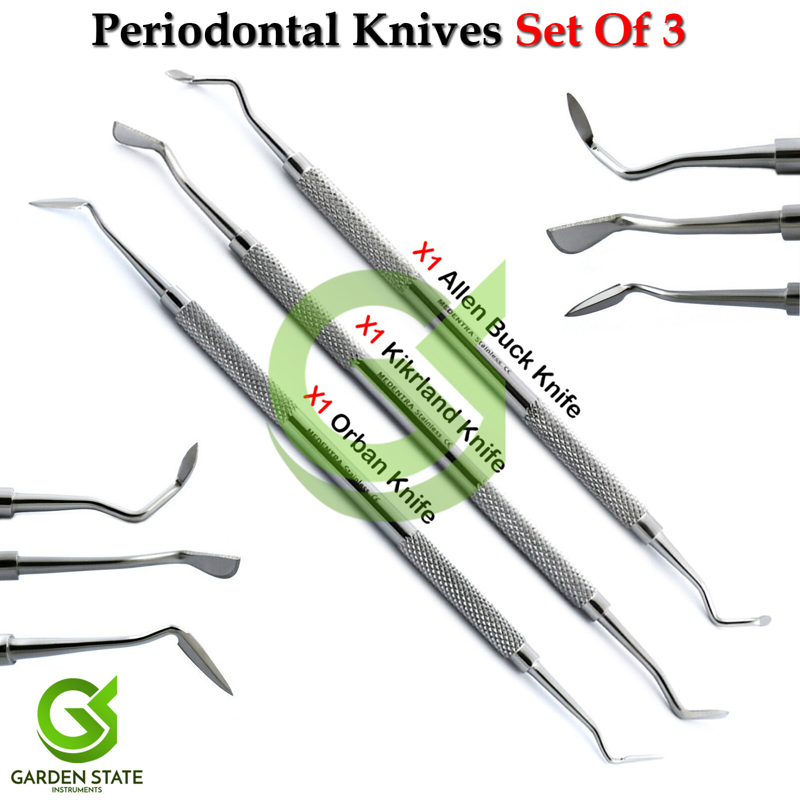 Set Of 3 Periodontal Knife Kirkland Gingivectomy Orban, Buck,Tunneling Knives | eBay
