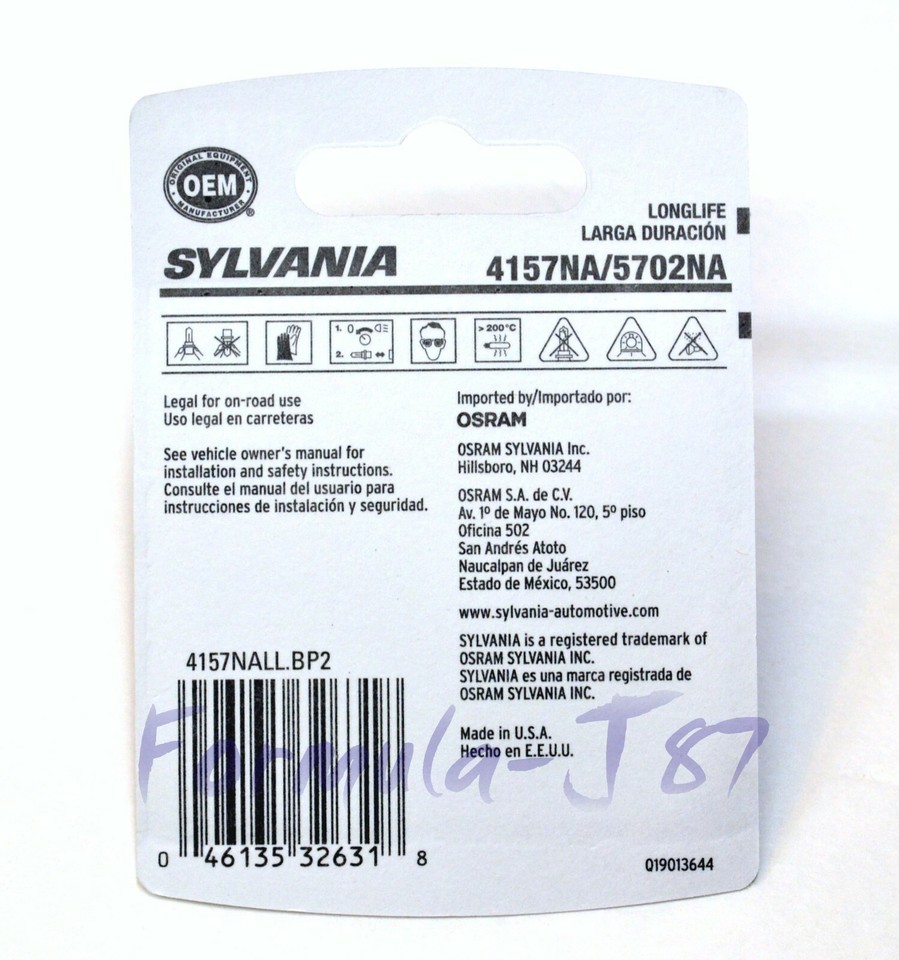 Sylvania LongLife 4157NA 3157 28.5W Two Bulbs Front Turn Signal Parking ...