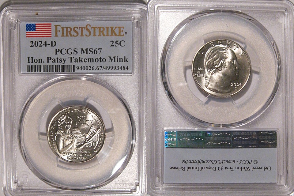 2024 D Patsy Takemoto Mink 25c PCGS MS67 American Women Quarter FIRST ...