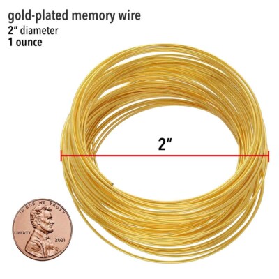 Memory Wire, 1 Oz (70 Loops) Gold Plated 2" Round Memory Wire Bracelets ...