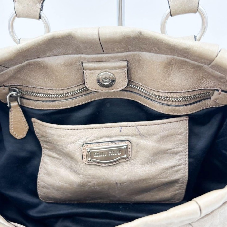 MIU MIU Vitello Lux Y2K Leather Bag in Greige – Archive 2WAY Style – from Japan | eBay