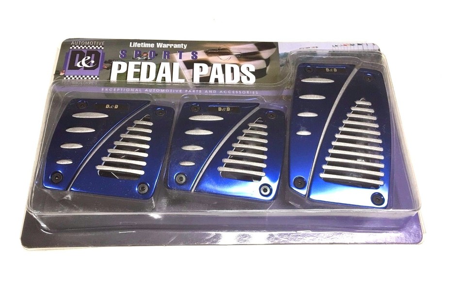 3PCS SET BLUE UNIVERSAL JDM CLUTCH BRAKE GAS RACING PEDAL PADS FOR CARS ...