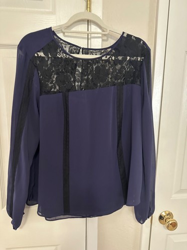 Rachel Roy blouse Blue with Black Lace New Without Tag Size XL | eBay