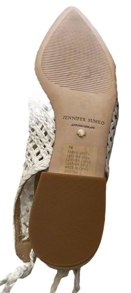 Antonio Melani $118 Jennifer Sumko White Woven Flats Ankle Ties Sz US 8 ...