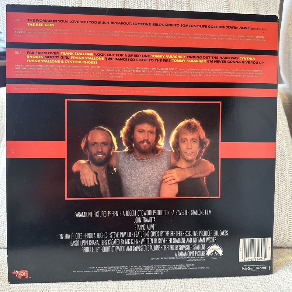 STAYING ALIVE OMP Soundtrack LP Vinyl 1983 The Bee Gees. (RSO RXS-1 ...