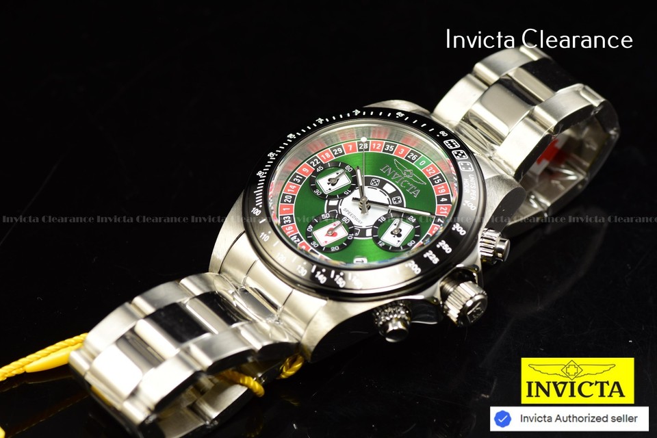 Invicta Speedway Roulette Casino Chronograph GMT Quartz Green Dial Men ...