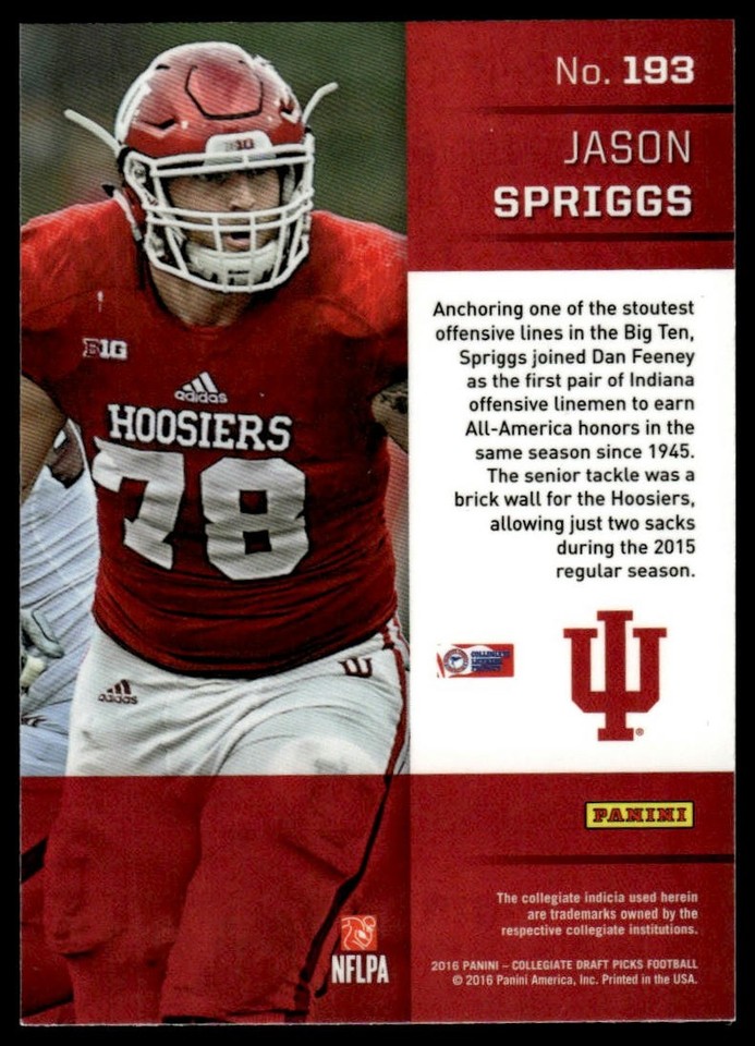 2016 Panini Prizm Collegiate Draft Picks #193 Jason Spriggs | eBay