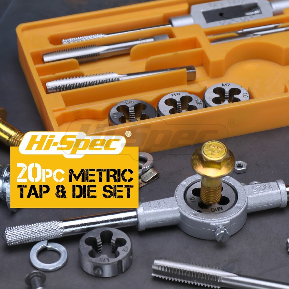 Metric Tap & Die Set Complete M3 to M12 Tapping and Threading Tools Hi ...