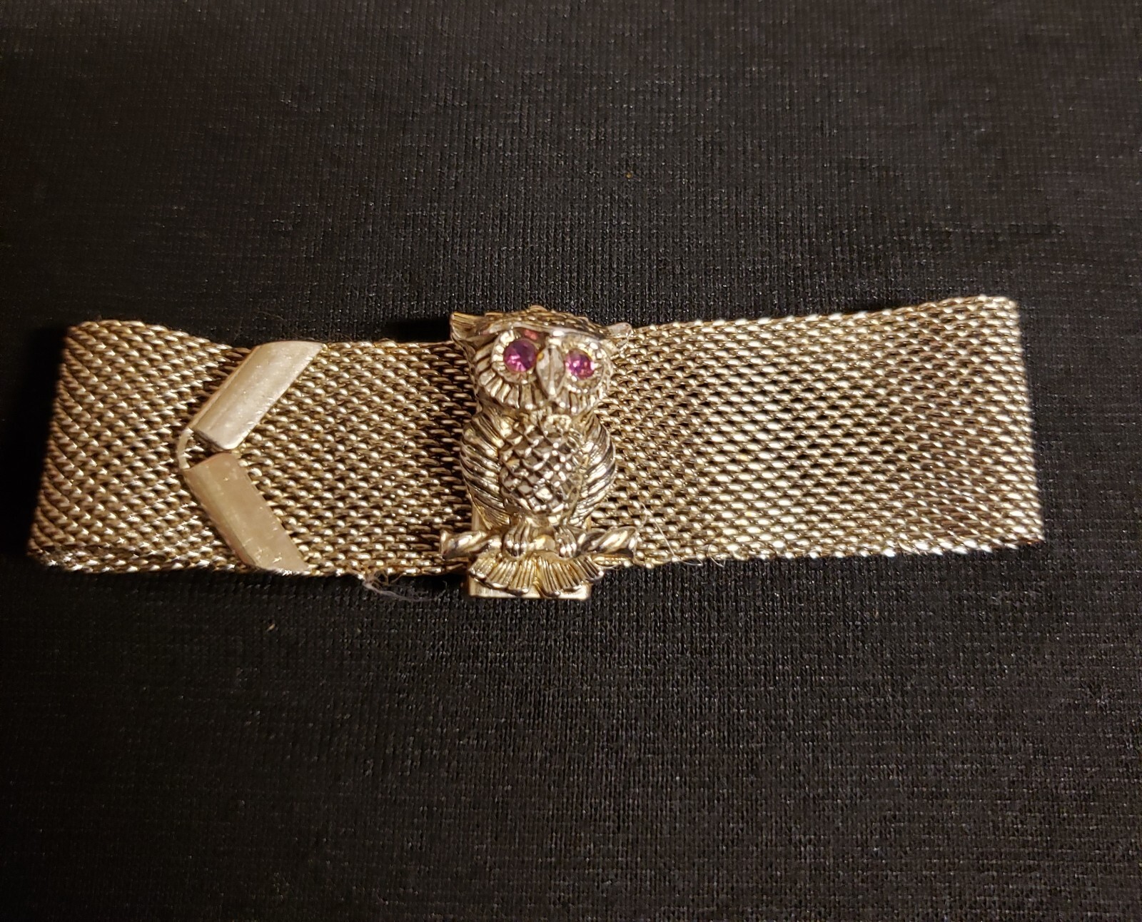 1970's Sarah Coventry, Nocturne Owl Mesh Slide Bracel… - Gem