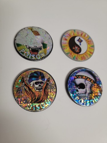 Vintage Lot of 4 Poison Skull Heavy Steel Slammer Pogs from the early ...