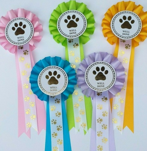 Dog Rosettes Well Done Rosettes x 5 FREE Printed Paw Print Tails FREE ...