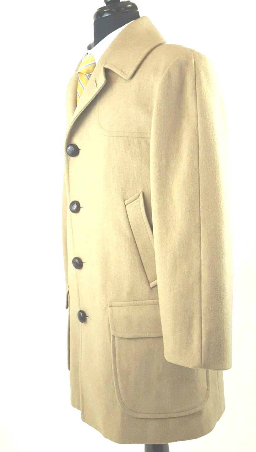 PENDLETON Coat Camel Tan Virgin Wool Thigh Length Size 40 Leather ...