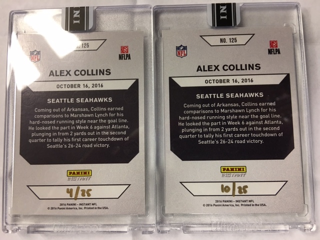 2016 Panini All Rookie Team #125 Alex Collins Autograph #/25 10/16/16 ...