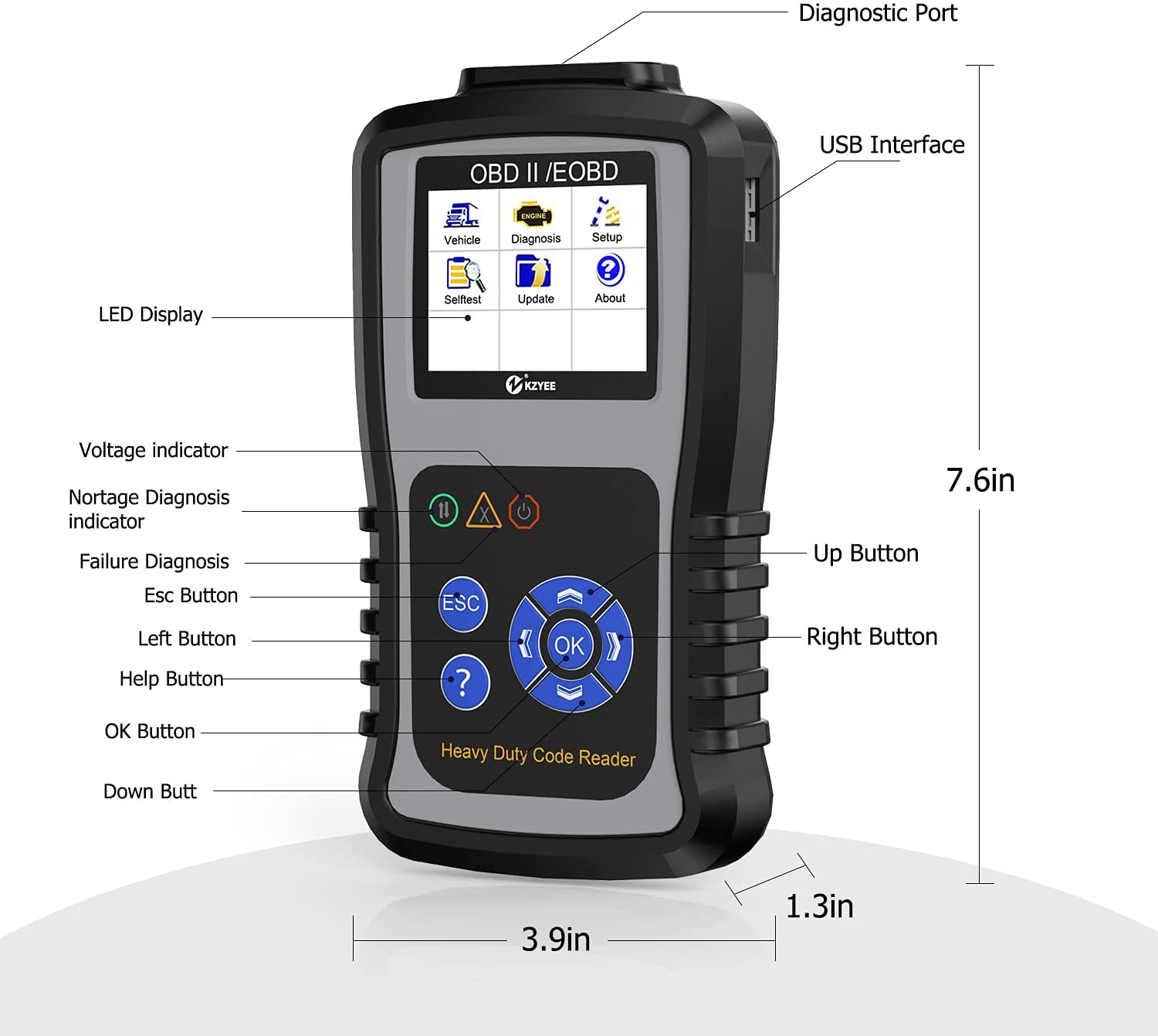 24V Diesel Heavy Duty Truck HD OBD All System Diagnostic Scanner Tool ...