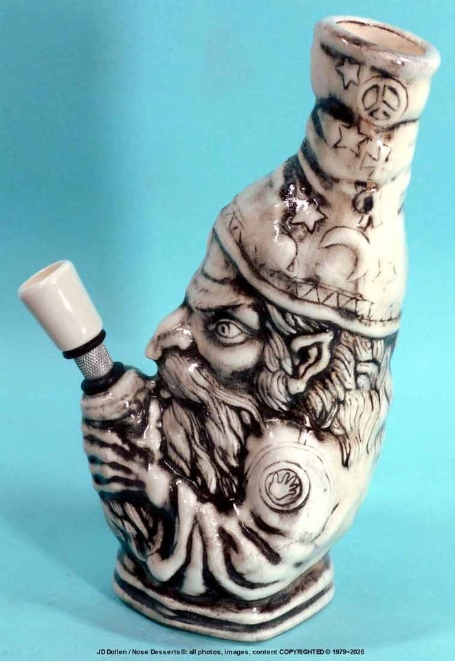 Magic Merlin Wizard Vintage Ceramic Glass Tobacco Bong Water Pipe Rumph ...